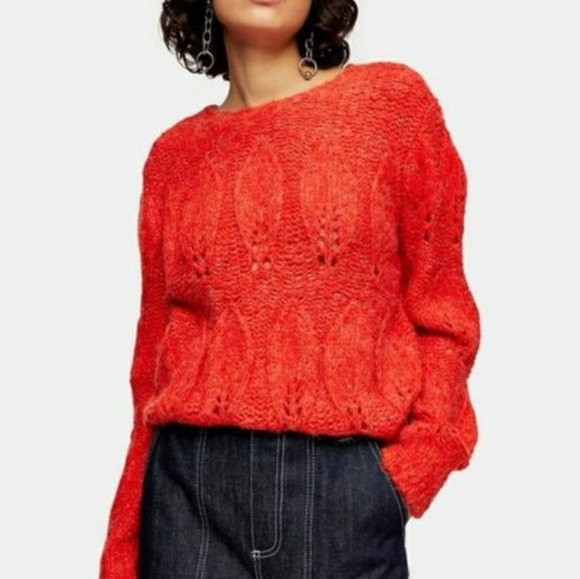 Topshop | Sweaters | Topshop Petal Pointelle Sweater Red | Poshmark